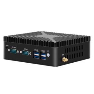 kinupute industrial mini pc, fanless desktop computer celeron j1900 2.0-2.42ghz, windows 10 pro, 8gb ram, 256gb ssd, 2xnics, 2xcom, hdmi/vga port, 2.4g+5g wifi for industry office htpc, support linux