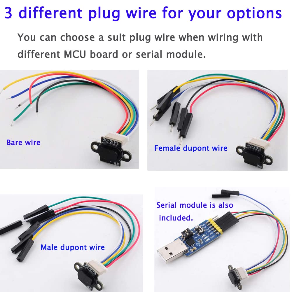 RCmall TF-LC02 Laser Lidar Range Finder Sensor 3cm~200cm Ranging Module with 6Pin Male Connector to Dupont Wire+CP2102 USB to TTL Serial Converter Module, Compatible with Arduino Smart Home Robot