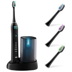 idealroyal sonic toothbrush, electric whitening toothbrush with 5 modes, smart timer, 3 brush heads, wirless charging and 48,000 vpm for adult & children & family use