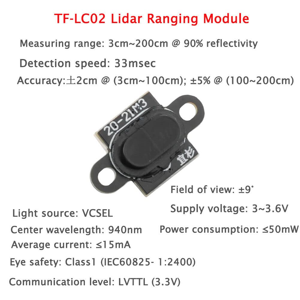 RCmall TF-LC02 Laser Lidar Range Finder Sensor 3cm~200cm Ranging Module with 6Pin Male Connector to Dupont Wire+CP2102 USB to TTL Serial Converter Module, Compatible with Arduino Smart Home Robot