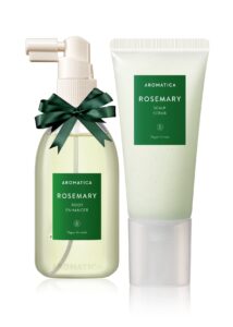 aromatica rosemary root enhancer and scalp scrub set - rosemary water spray and scalp exfoliator for dry scalp treatment, protect and refresh your hair with rosemary oil scalp care gift set