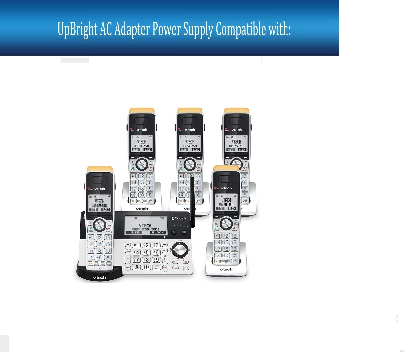 UpBright 6V AC/DC Adapter Compatible with VTech IS8151 IS8151-3 IS8151-4 IS8151-5 Handset DECT 6.0 Cordless Telephone Phone A318-060040W-US1 VT05EUS06060 A318-059060W-US1 0.6A Power Supply Charger PSU