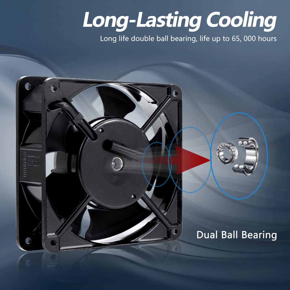 SCCCF AXIAL 12038, Quiet Muffin Fan, 110V 115V 120V AC 120mm x38mm Axial Cooling Fan Dual Ball for Electronic Equipment