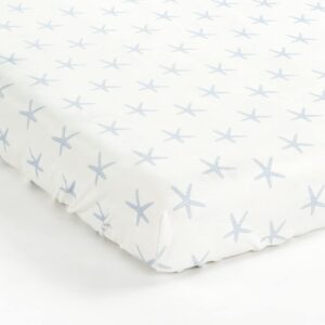 lush decor narwhal starfish stars allover soft & plush fitted crib sheet, 52"x 28" x 9", blue