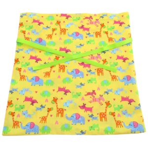 VZWraps Momma and Baby Animals Reusable Fabric Gift Bag for Baby Shower or New Baby Gift (Medium 17 Inches Wide by 18 Inches High, Yellow)