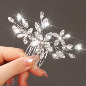 latious wedding bride crystal hair comb silver rhinestones bridal hair pieces vintage hair clip hair accessories for women and girls