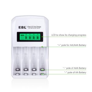 EBL Pack of 8 AA Batteries 2800mAh and Rechargeable AAA Batteries 1100mAh (8 Counts) with 907 LCD Individual Charger