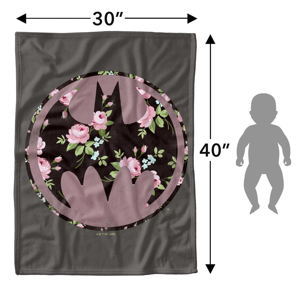 LOGOVISION Batman Lightweight Baby Blanket, 30"X40", Bats of Floral Unisex for Infants Girls & Boys