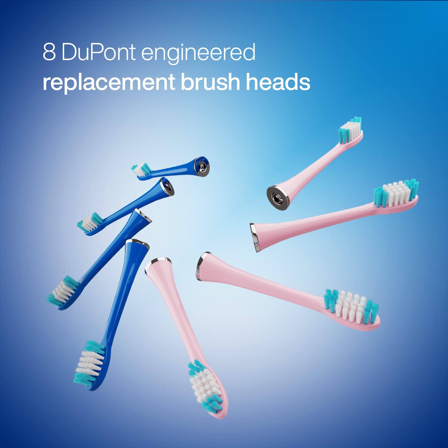 Aquasonic Vibe Duo 8-Pack Replacement Brush Heads - Genuine Aquasonic Replacement Heads