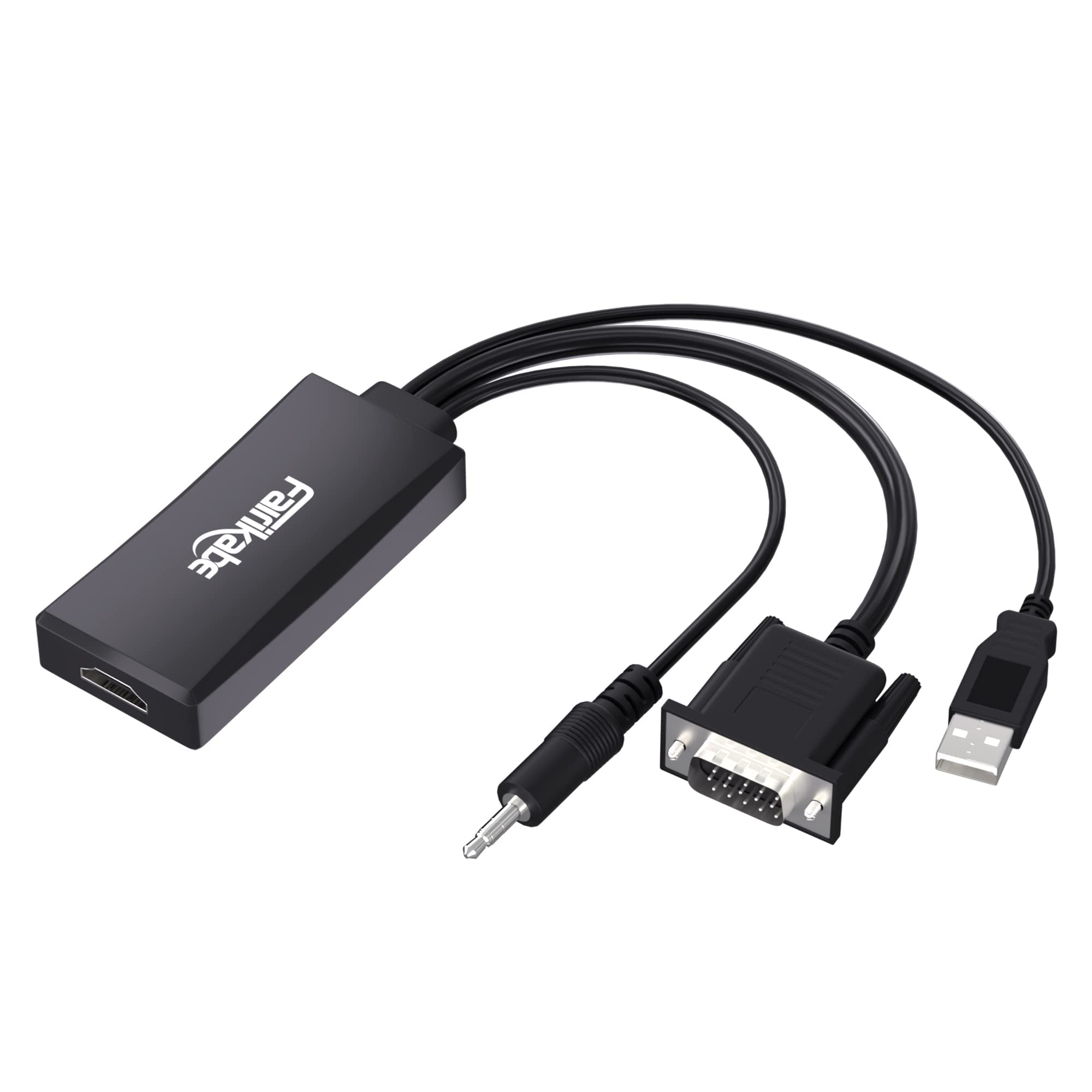 fairikabe VGA to HDMI Adapter with Audio, (PC VGA Output Source to TV/Monitor with HDMI Input Display), VGA Male to HDMI Female Converter for Monitor, 1080p VGA HDMI Adapter USB Powered…