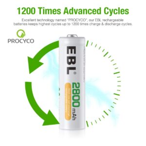 EBL Pack of 8 AA Batteries 2800mAh and Rechargeable AAA Batteries 1100mAh (8 Counts) with 907 LCD Individual Charger