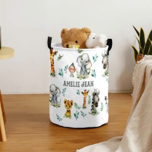 Safari Animal Elephant Zebra Leopard Storage Bin, Waterproof Oxford Fabric Clothes Basket Organizer for Laundry Hamper,Toy Bins,Gift Baskets, Bedroom, Clothes,Baby Nursery