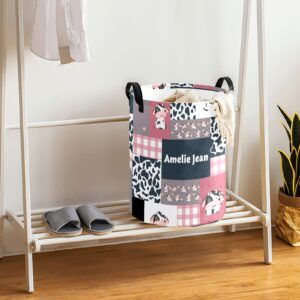 Cute Cows Print Patchwork Storage Bin, Waterproof Oxford Fabric Clothes Basket Organizer for Laundry Hamper,Toy Bins,Gift Baskets, Bedroom, Clothes,Baby Nursery