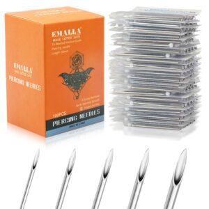 ear nose piercing needles - autdor 100pcs mixed piercing needles 12g 14g 16g 18g and 20g hollow needles for ear nose navel nipple lip tongue piercing kits piercing tools piercing supplies