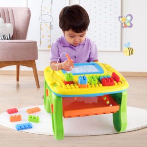 PLAY Baby Activity Table & Learing Table, 7-in-1 Multi Kids Activity Table Set Early Education Toy, Musical Table & Block Table, Toys for Toddlers Infants Kids 1 2 3 Year Olds Boys Girls Gifts