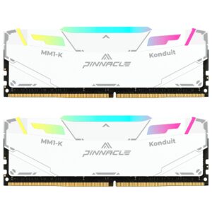 timetec pinnacle konduit rgb ddr4 3200mhz pc4-25600 cl16-18-18-38 xmp2.0 overclocking 1.35v compatible for amd and intel desktop gaming pc memory module ram (rgb white, 16gb kit(2x8gb))