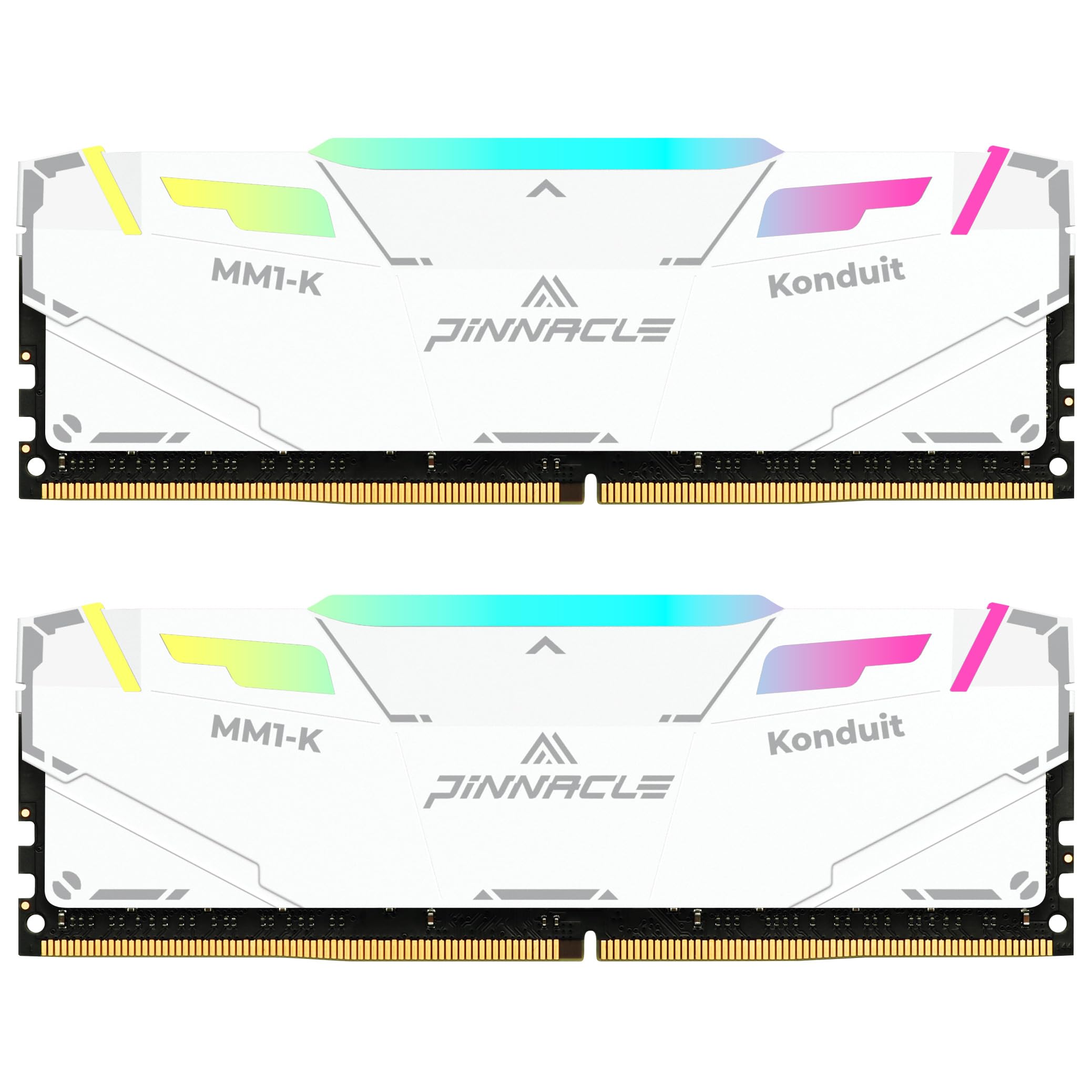 Timetec Pinnacle Konduit RGB DDR4 3200MHz PC4-25600 CL16-18-18-38 XMP2.0 Overclocking 1.35V Compatible for AMD and Intel Desktop Gaming PC Memory Module RAM (RGB White, 16GB KIT(2x8GB))