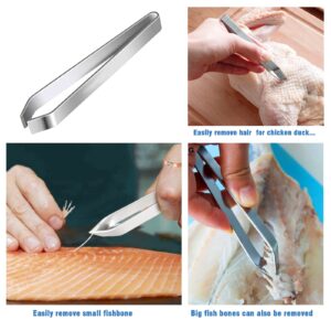 Fish Scaler Remover Set - Fish Scales Tools with Stainless Steel Sawtooth with Bottle Opener, Fish Scraper Fish Bone Tweezers Fish Skin Peeler for Family, Seafood Markets, Remover Fish Scales,5Pieces