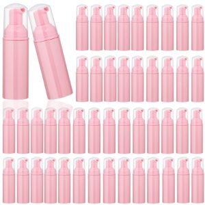 50 pcs 2oz/60ml foam pump bottle lash shampoo bottles travel foam pump bottle empty pink plastic refillable mini soap dispenser for hand sanitizer liquid (pink)