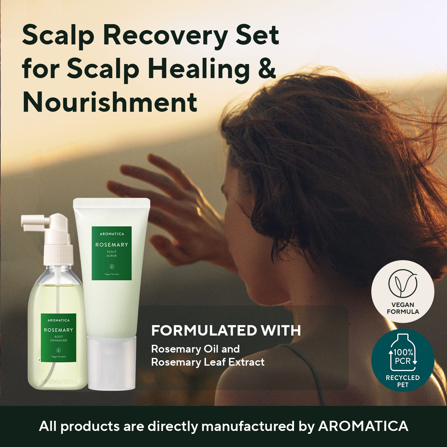 AROMATICA Rosemary Root Enhancer And Scalp Scrub Set - Rosemary Water Spray And Scalp Exfoliator For Dry Scalp Treatment, Protect and Refresh Your Hair with Rosemary Oil Scalp Care Gift Set