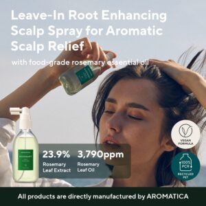 AROMATICA Rosemary Root Enhancer And Scalp Scrub Set - Rosemary Water Spray And Scalp Exfoliator For Dry Scalp Treatment, Protect and Refresh Your Hair with Rosemary Oil Scalp Care Gift Set