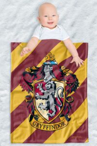 harry potter lightweight baby blanket, 30"x40", gryffindor crest unisex for infants girls & boys