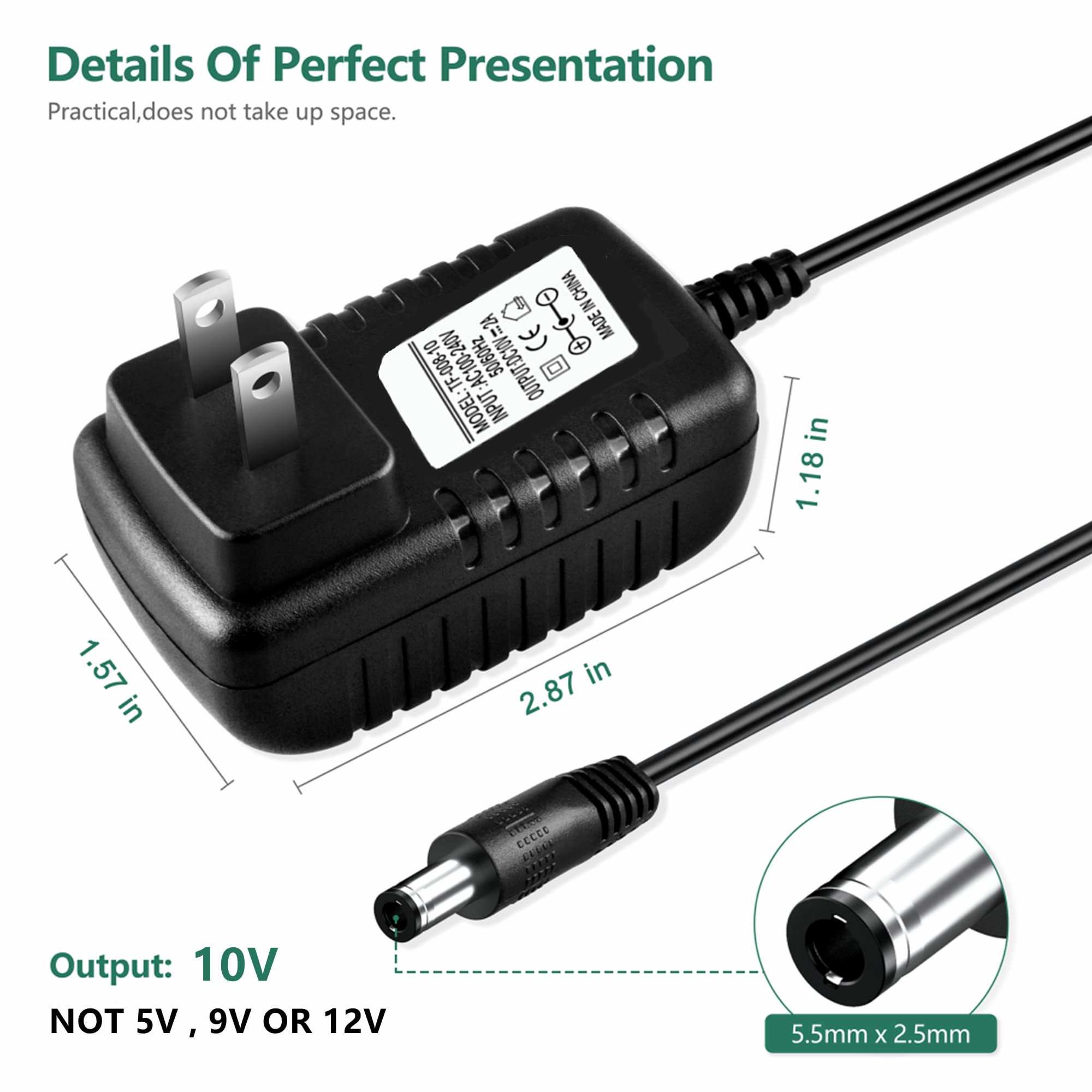 SLLEA 10V AC Adapter with Splitter Replacement for Dogtra Super-X 3502NCP ARC 1902S 1900S Edge 2300NCP 2500T&B 3500NCP Trainer Collar Power Supply Cord Cable Charger