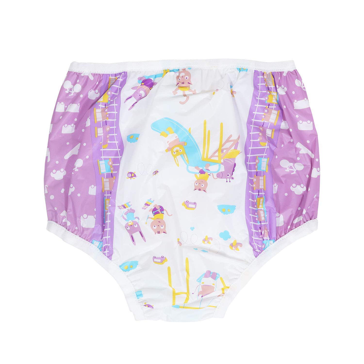 Adult Bbay Plastic Pants Adult Incontinence PVC Diaper Cover 2 Pieces (XL, Purple)