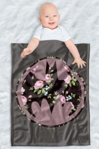 logovision batman lightweight baby blanket, 30"x40", bats of floral unisex for infants girls & boys