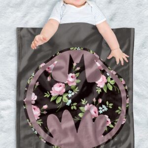 LOGOVISION Batman Lightweight Baby Blanket, 30"X40", Bats of Floral Unisex for Infants Girls & Boys