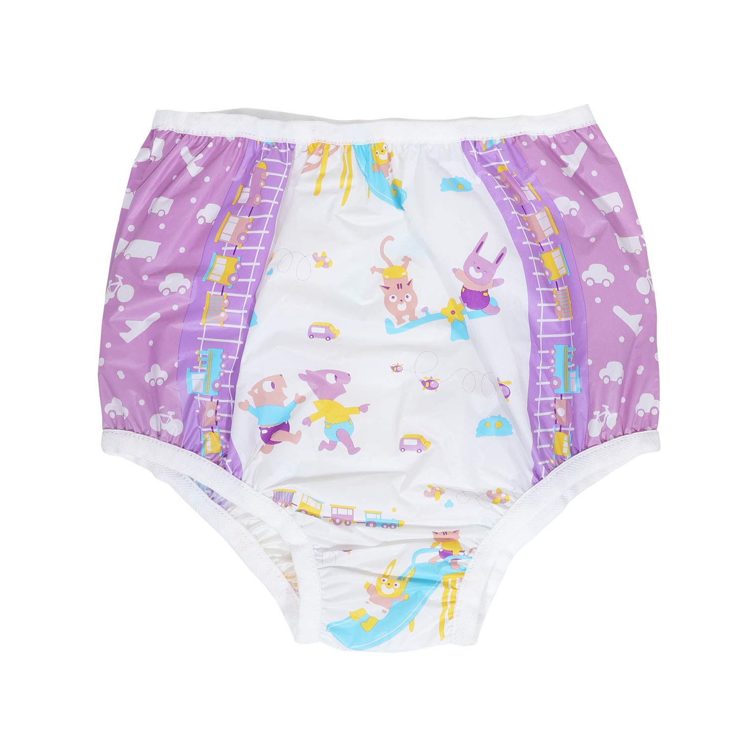 Adult Bbay Plastic Pants Adult Incontinence PVC Diaper Cover 2 Pieces (S, Purple)