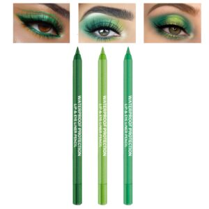 cahiuyoa 3pcs green eyeliner pencil,metallic eyeliner pen, pearl eyeliner kit shimmer eye shadow pencil glitter eye liners for women set-b