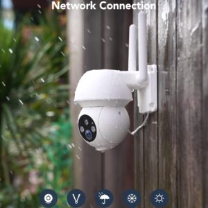 GNCC Security Camera Outdoor 2.4G WiFi Surveillance CCTV Camera, 360° PTZ Auto-Tracking Color Night Vision IP66 Waterproof Camera, Motion Detection Alarm, 2 Way Audio, APP Remote Control K1