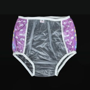 Adult Bbay Plastic Pants Adult Incontinence PVC Diaper Cover 2 Pieces (S, Purple)