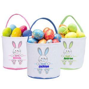 gosilencewa personalized easter basket for girls boys kids with name large custom easter baskets for eggs candy gifts, blue, one size