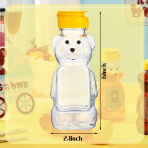 16 Pack Honey Bear Bottle with 25 Pcs Straws and 32 Pcs Bear Stickers Honey Squeezable Jar Spill Proof Plastic Honey Dispenser Containers Reusable Bear Juice Drinking Cup for Kids Toddler (Yellow)