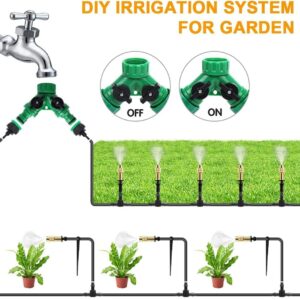 VAlinks Garden Automatic Drip Irrigation Set, 33ft/10m Drip Irrigation Kits with Adjustable Copper Nozzles Drippers,1/4" Blank Tube Watering Kit for Patio Lawn Garden Greenhouse Flower Bed