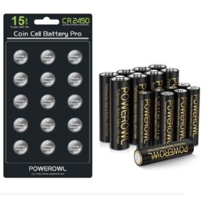 powerowl high-capacity alkaline aa aaa batteries combo 16 count & cr2450 battery 3v lithium batteries 15pcs