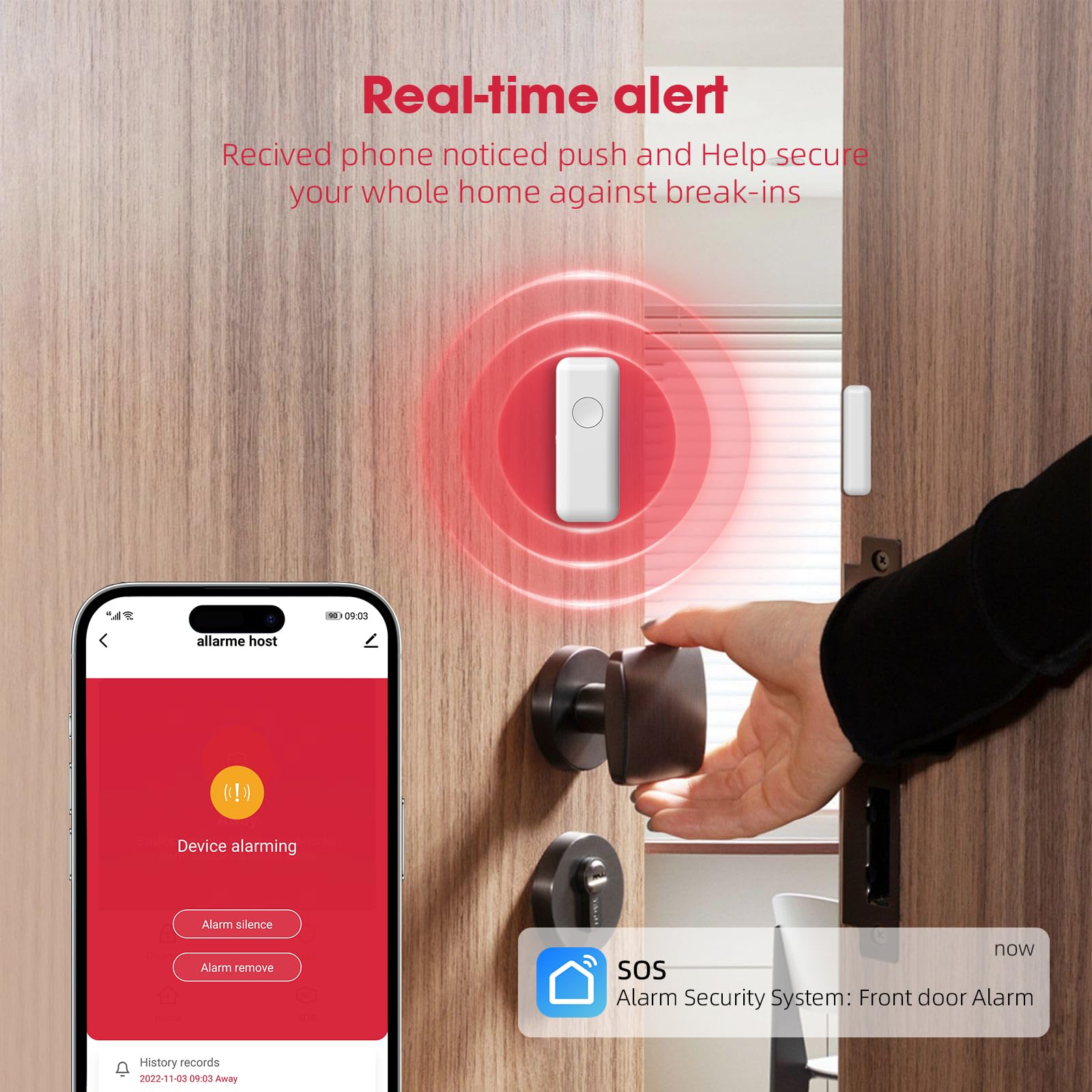 Wireless WiFi Smart Home Security DIY Alarm System with Motion Detector,Notifications with app,Door/Window Sensor, Siren,Compatible with Alexa,NO Monthly Fees