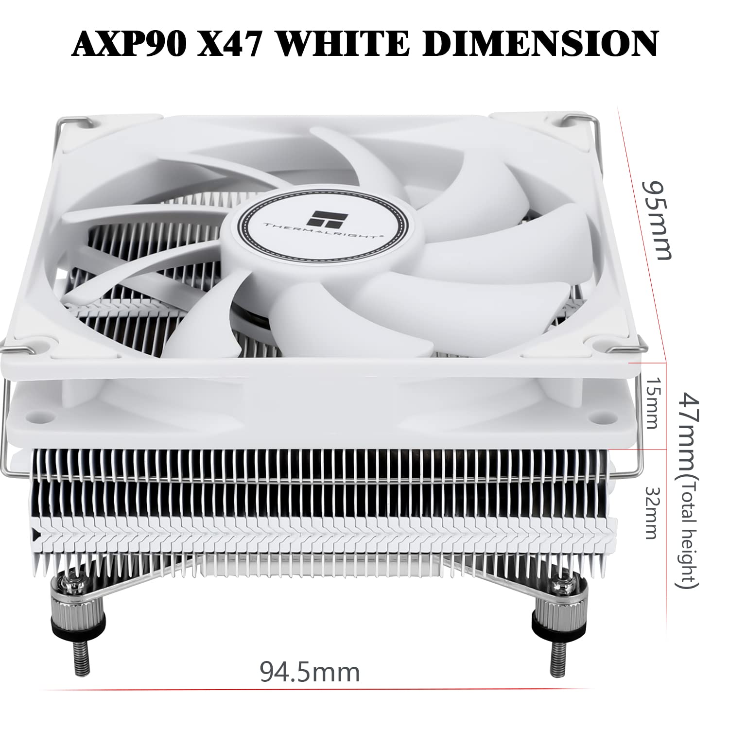 Thermalright AXP90 X47 White Low Profile CPU Air Cooler, 47mm Height, TL-9015W Slim PWM CPU Fan, AGHP Technology, Computer ITX Heatsink Cooler, for AMD:AM4 AM5/Intel 1150/1151/1200/1700