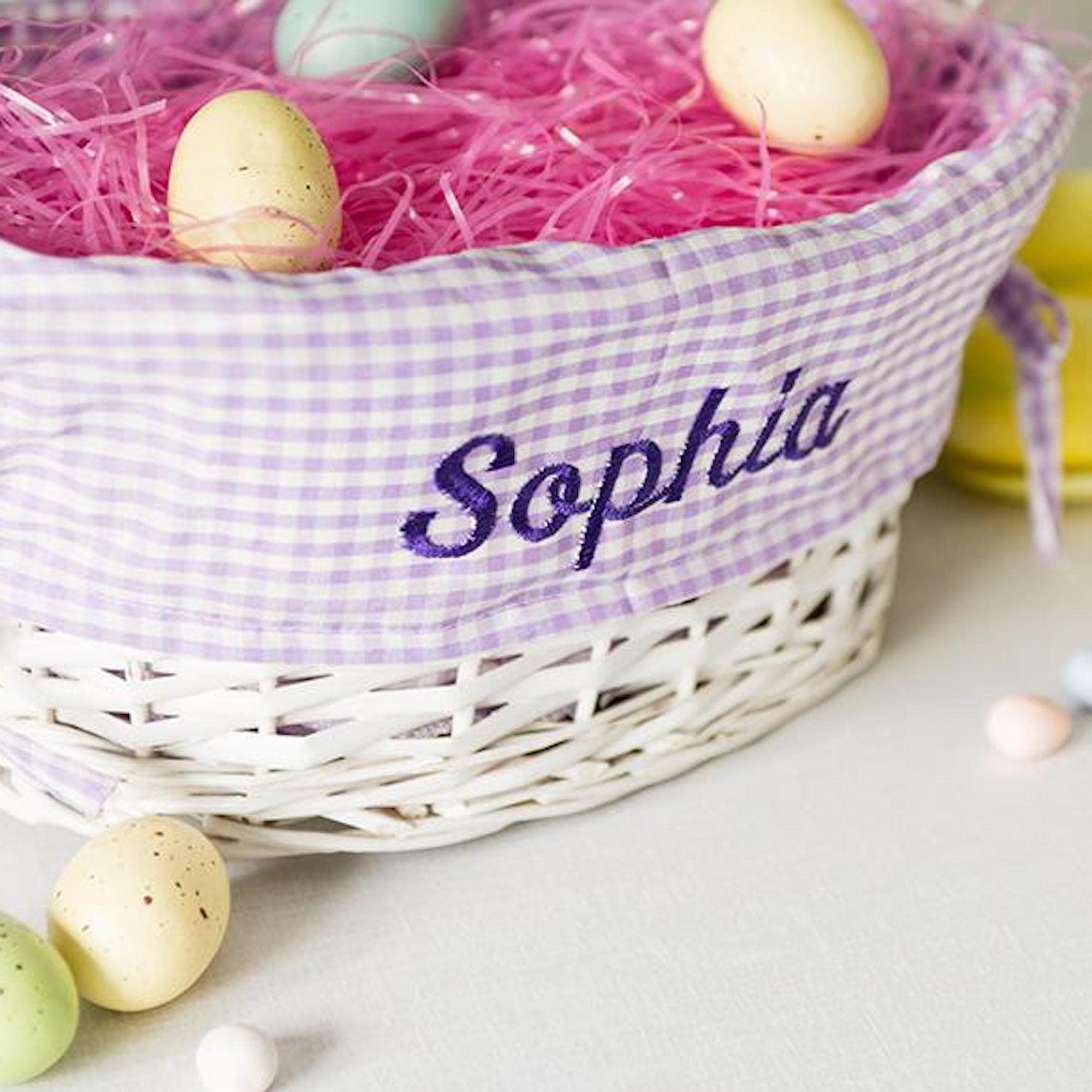 Personalized Easter Basket for Boys and Girls (Green Liner) - Wicker Easter Basket for Kids - Monogrammed Basket with Handle, One Size, QUAL2007