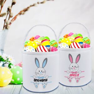 Personalized Easter Basket with Name for Girls Boys Kids, Custom Easter Buny Basket Gift Bags for Easter Eggs Hunt