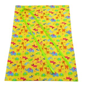 VZWraps Momma and Baby Animals Reusable Fabric Gift Bag for Baby Shower or New Baby Gift (Large 20 Inches Wide by 27 Inches High, Yellow)