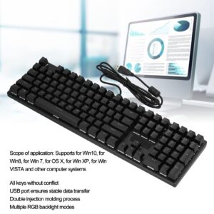 Byged USB Backlight Keyboards, 108 Keys RGB Backlit Keyboard Mechanical Computer Keyboard PC Gaming Keyboards with Stable Data Transmission, for Win System(Black Shaft)