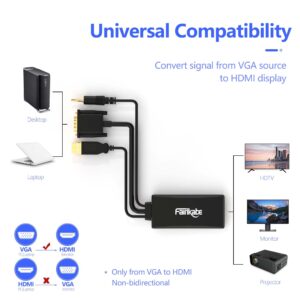 fairikabe VGA to HDMI Adapter with Audio, (PC VGA Output Source to TV/Monitor with HDMI Input Display), VGA Male to HDMI Female Converter for Monitor, 1080p VGA HDMI Adapter USB Powered…