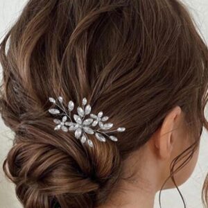 Latious Wedding Bride Crystal Hair Comb Silver Rhinestones Bridal Hair Pieces Vintage Hair Clip Hair Accessories for Women and Girls