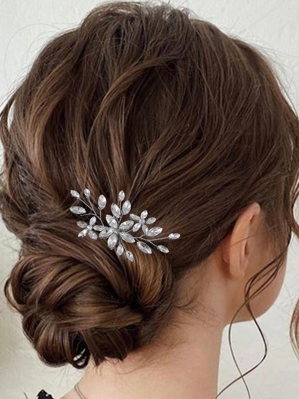 Latious Wedding Bride Crystal Hair Comb Silver Rhinestones Bridal Hair Pieces Vintage Hair Clip Hair Accessories for Women and Girls