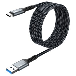 sunguy 5gbps usb c 3.0 android auto cable 1ft, 18w short usb a to c cable fast charging nylon braided compatible with usb c external ssd, galaxy s21 s20 s10 s10e note 20, lg, pixel and more