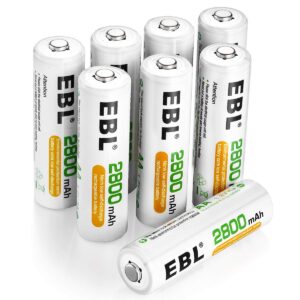 EBL Pack of 8 AA Batteries 2800mAh and Rechargeable AAA Batteries 1100mAh (8 Counts) with 907 LCD Individual Charger