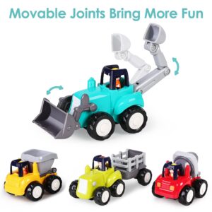 iPlay, iLearn Toddler Construction Crane Music Toys, Baby Activity Cube w/ 4 Inertia Push Go Vehicles Cars, Tractor Backhoe Dump Truck, Birthday Gifts Set 18 24 Month 2 3 4 5 Year Old Infant Boys Kids